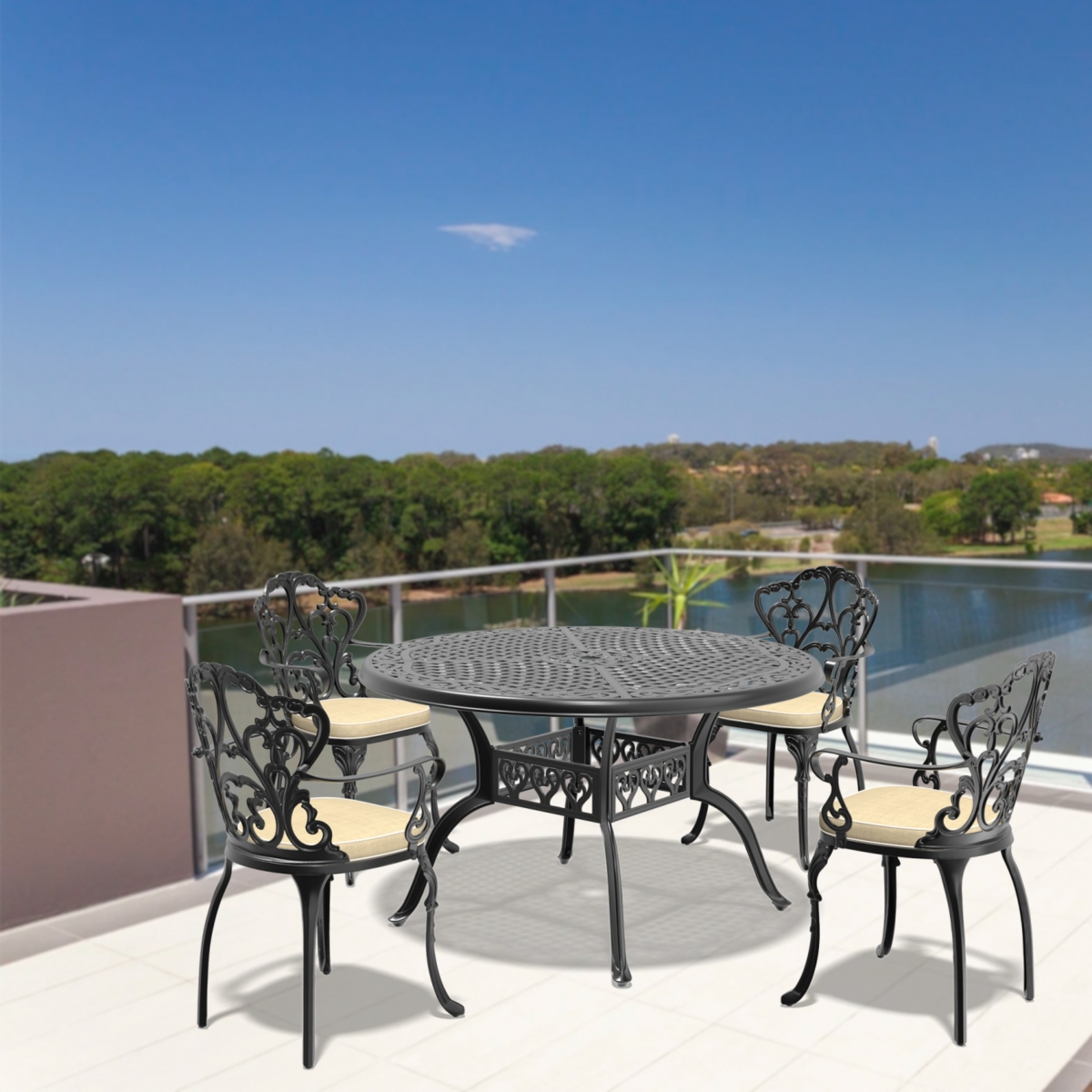 Click here for Streamdale 5-Piece Cast Aluminum Patio Set with As... prices