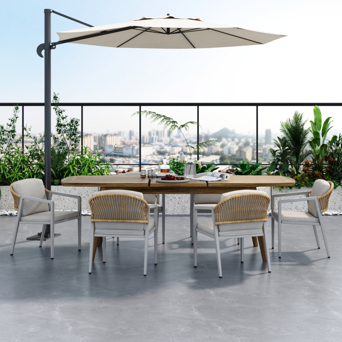 Click here for Outdoor Dining Set  Dining Chair Set of 6(Gray)+Ac... prices