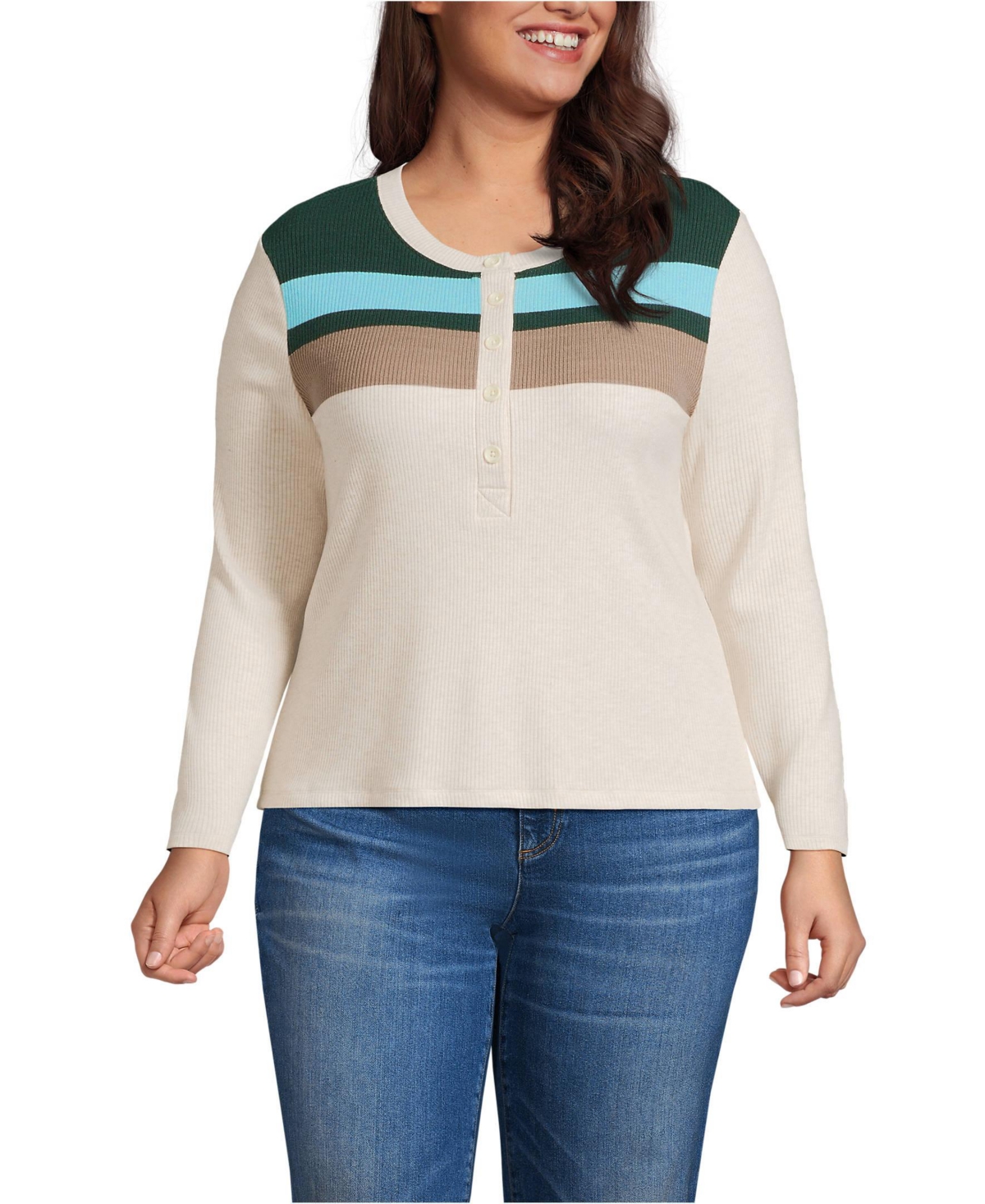 Click here for Lands End Plus Size Long Sleeve Cozy Rib Henley To... prices