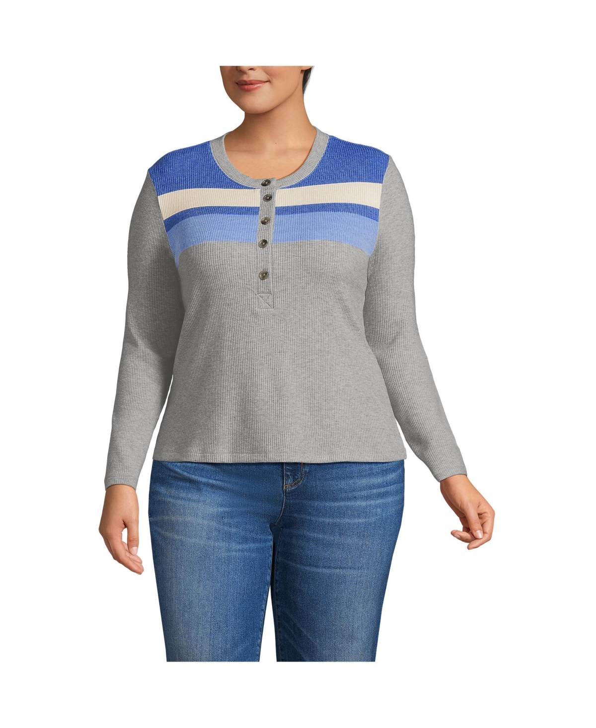 Click here for Lands End Plus Size Long Sleeve Cozy Rib Henley To... prices