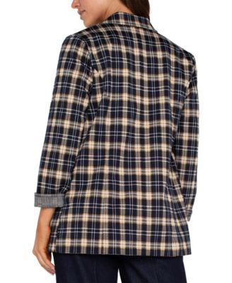 Liverpool Los Angeles Women's Plaid Knit Boyfriend Blazer - Macy's