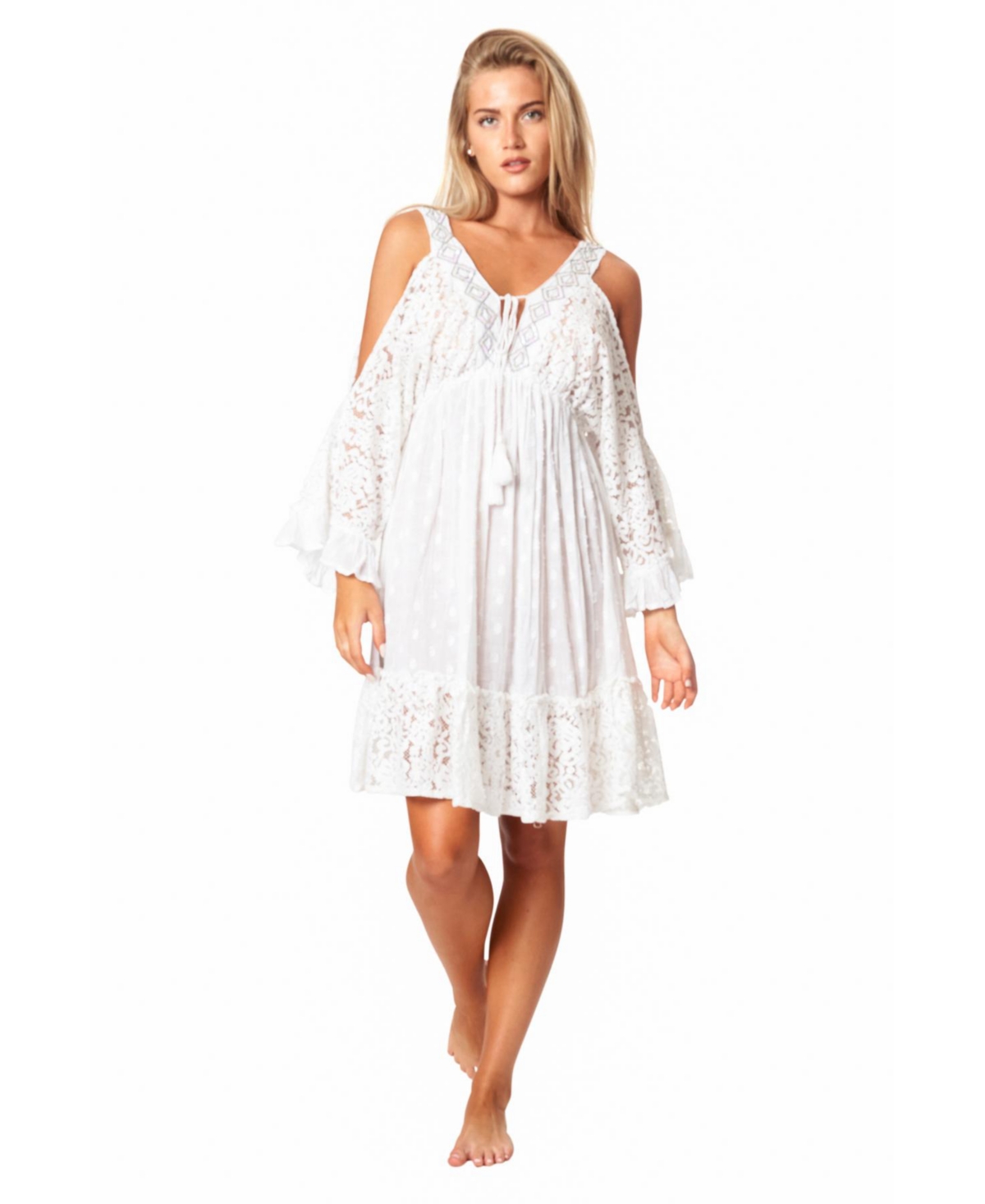 Click here for La Moda Clothing Womens Lace Open Shoulder Dress -... prices