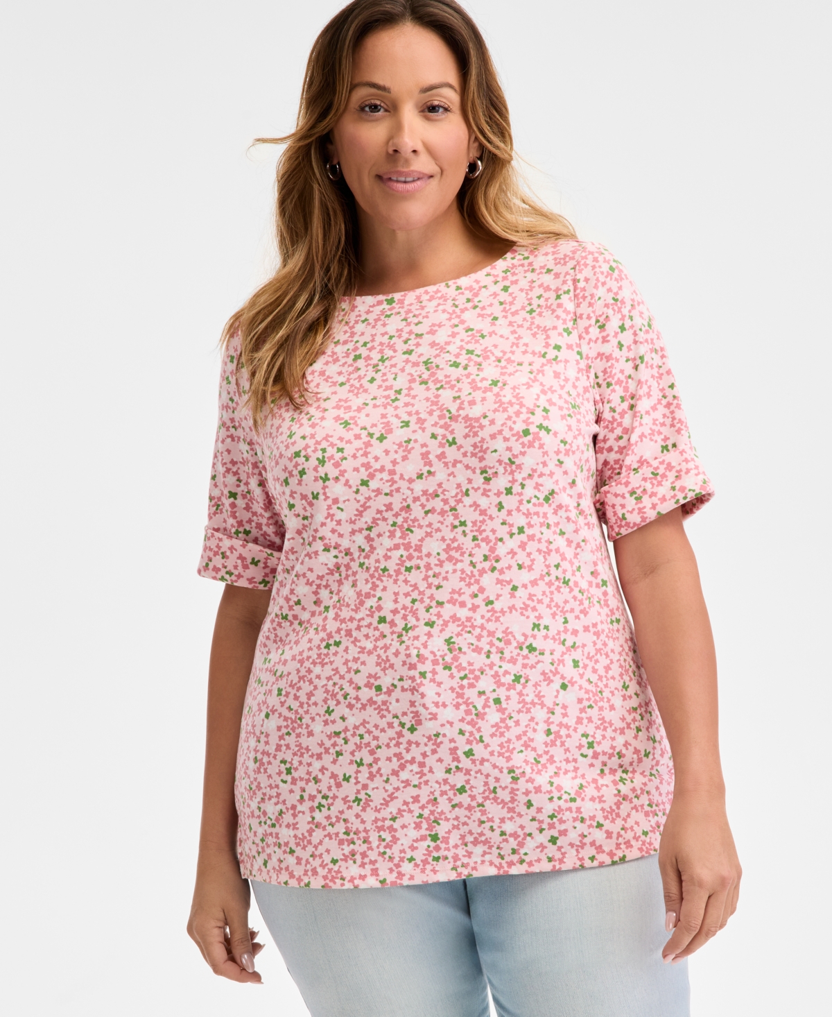 Click here for Style & Co Plus Size Printed Elbow-Sleeve top  Exc... prices