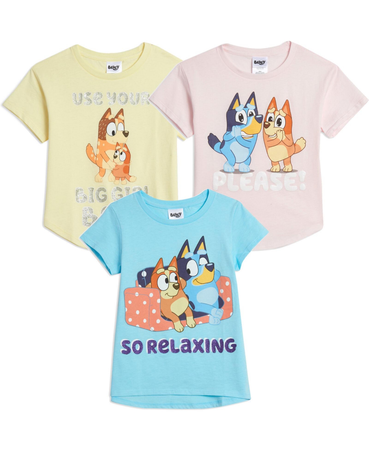 Click here for Bluey Toddler Girls 3 Pack T-Shirts - Blue / pink... prices