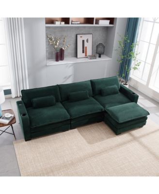 Streamdale Furniture L Shape Sofa Couch with USB & Cup Holders ...