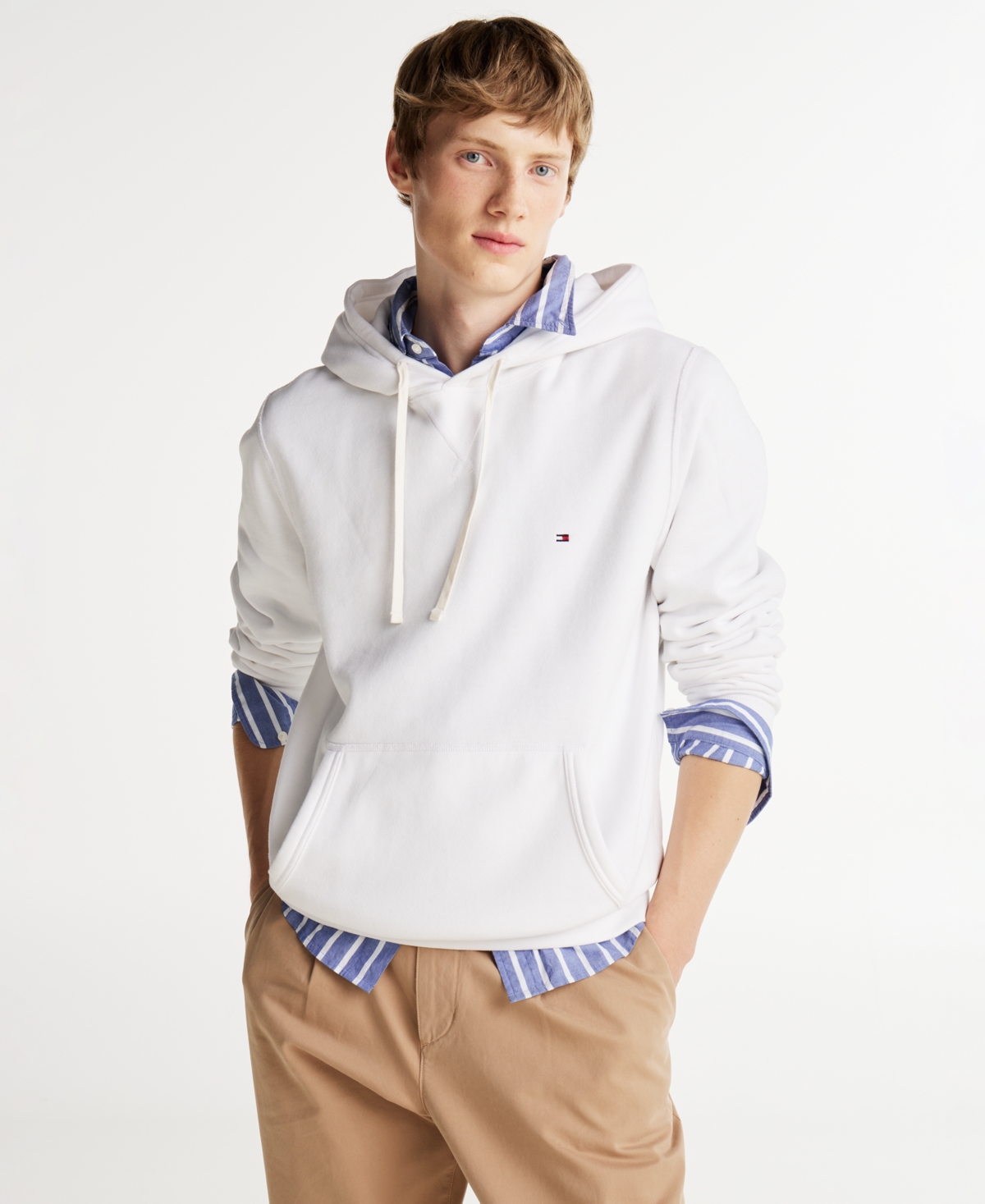 Click here for Tommy Hilfiger Mens Essential Fleece Hoodie - Whit... prices