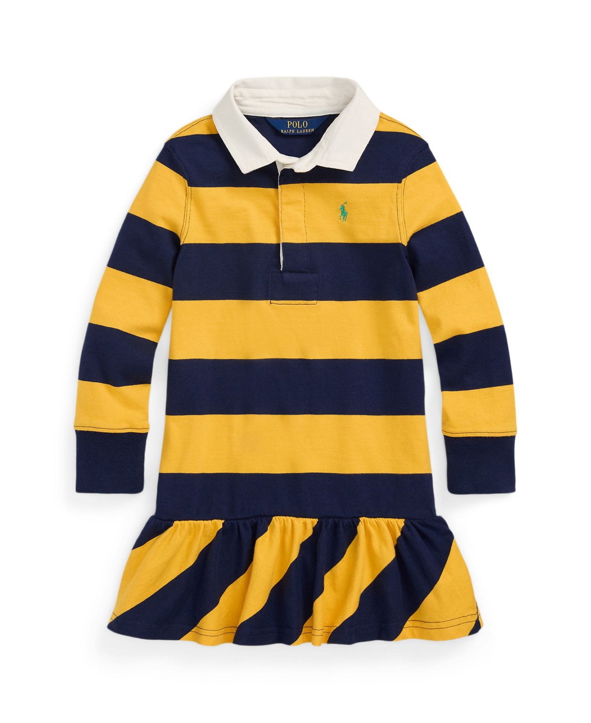 Polo Ralph Lauren Babies' Toddler And Little Girls Striped Cotton Jersey Rugby Dress In Gold ...
