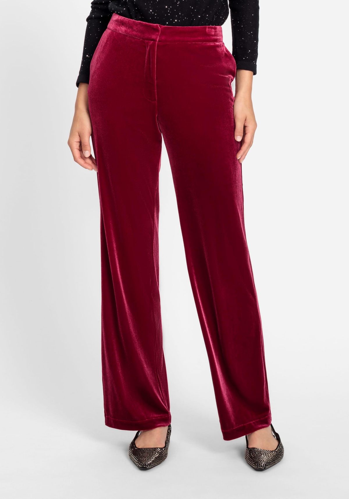 Click here for Olsen Womens Anna Fit Velvet Trouser - Garnet red prices