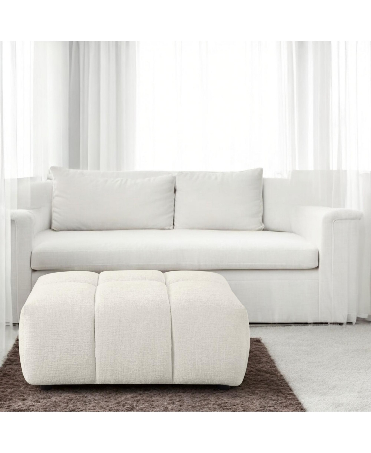 Click here for Loanna Ottoman  Beige Linen - Beige prices