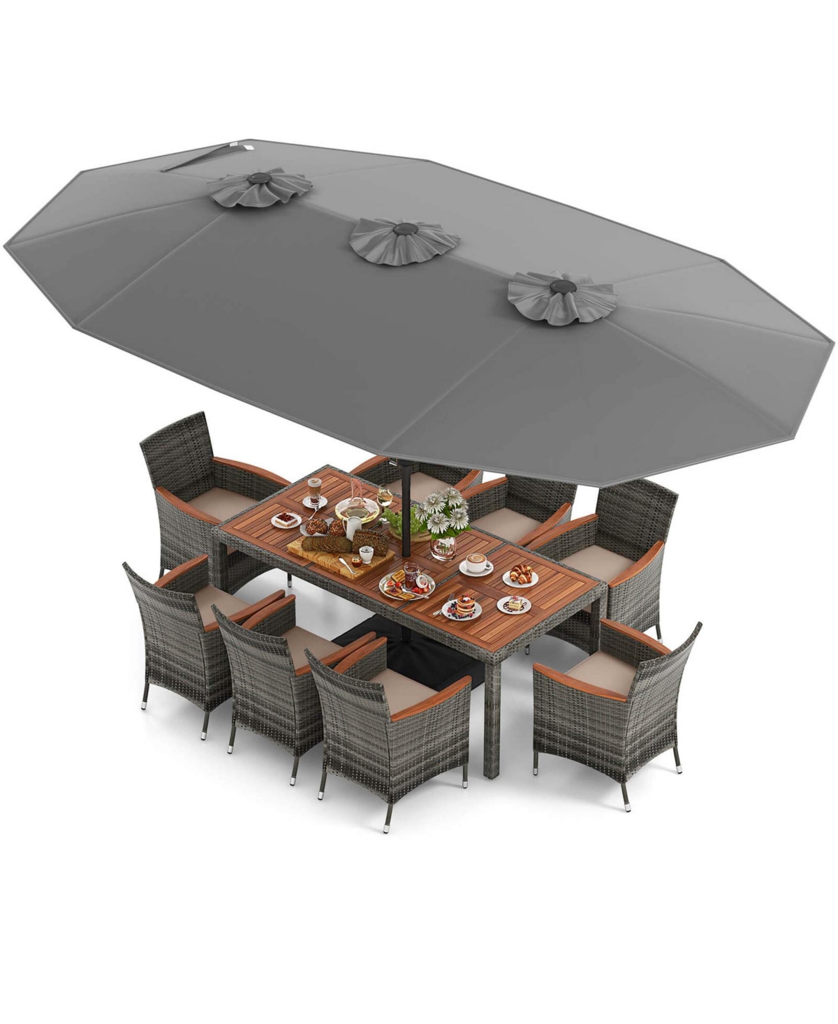 Click here for Costway 10 Pieces Patio Wicker Dining Set with Dou... prices