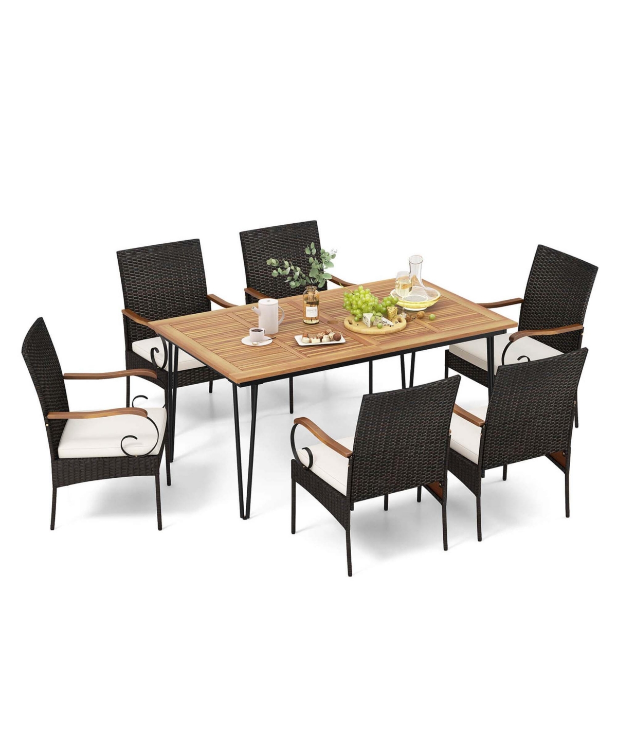 Click here for 7 Pcs Patio Dining Set with Acacia Wood Dining Tab... prices