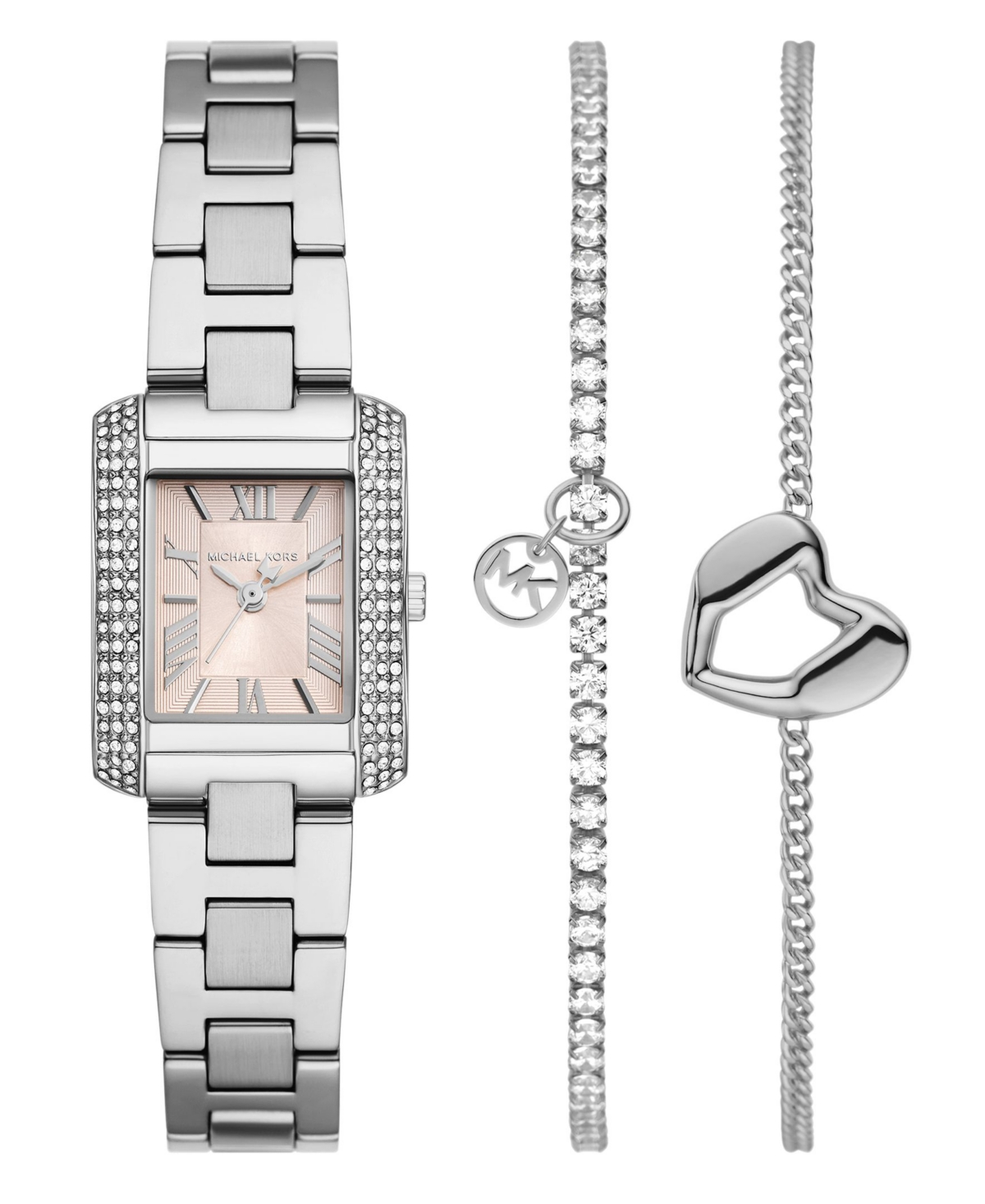 Click here for Michael Kors Womens Emery Three-Hand Silver-Tone S... prices