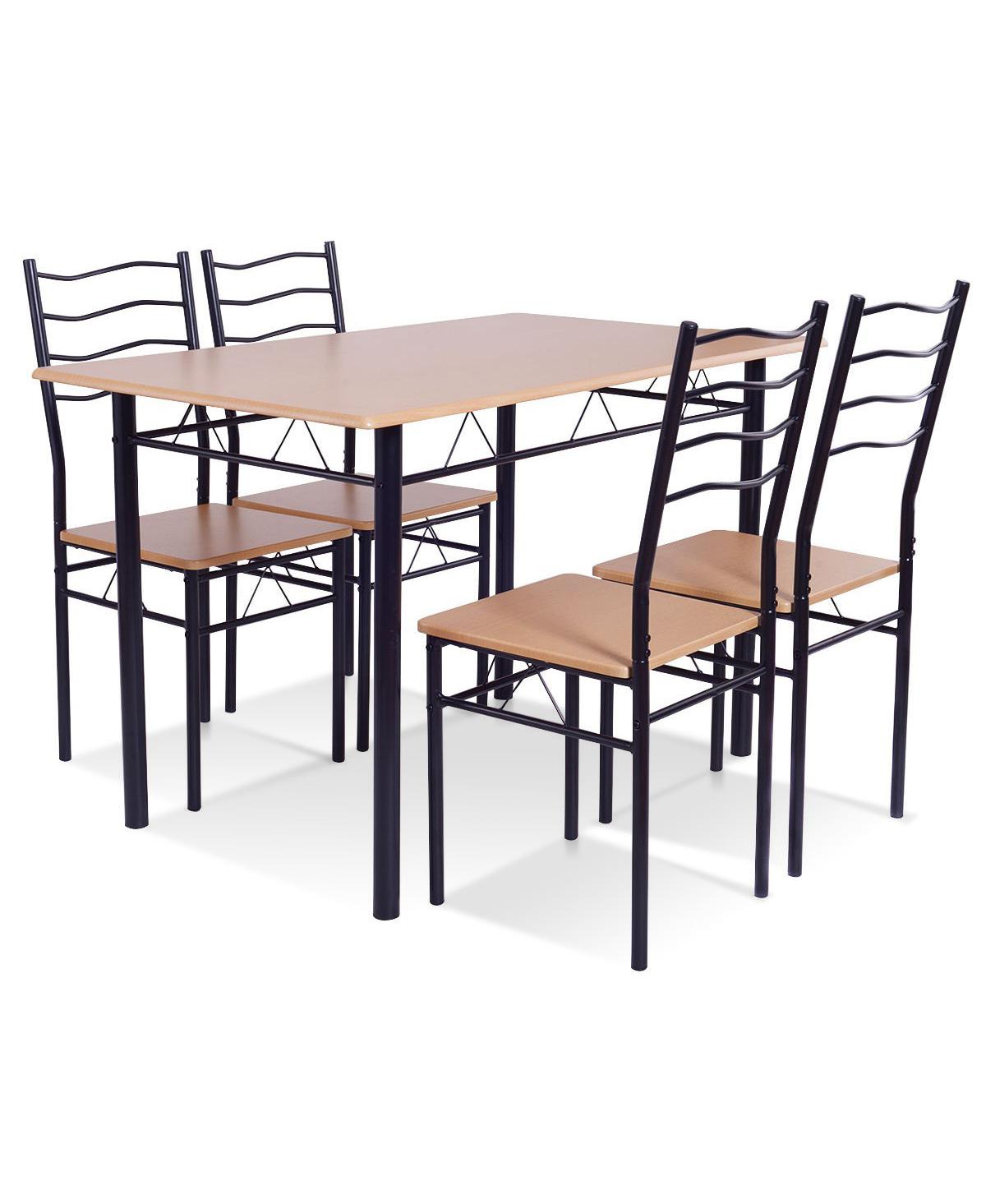 Click here for Sugift 5 Pieces Wood Metal Dining Table Set with 4... prices