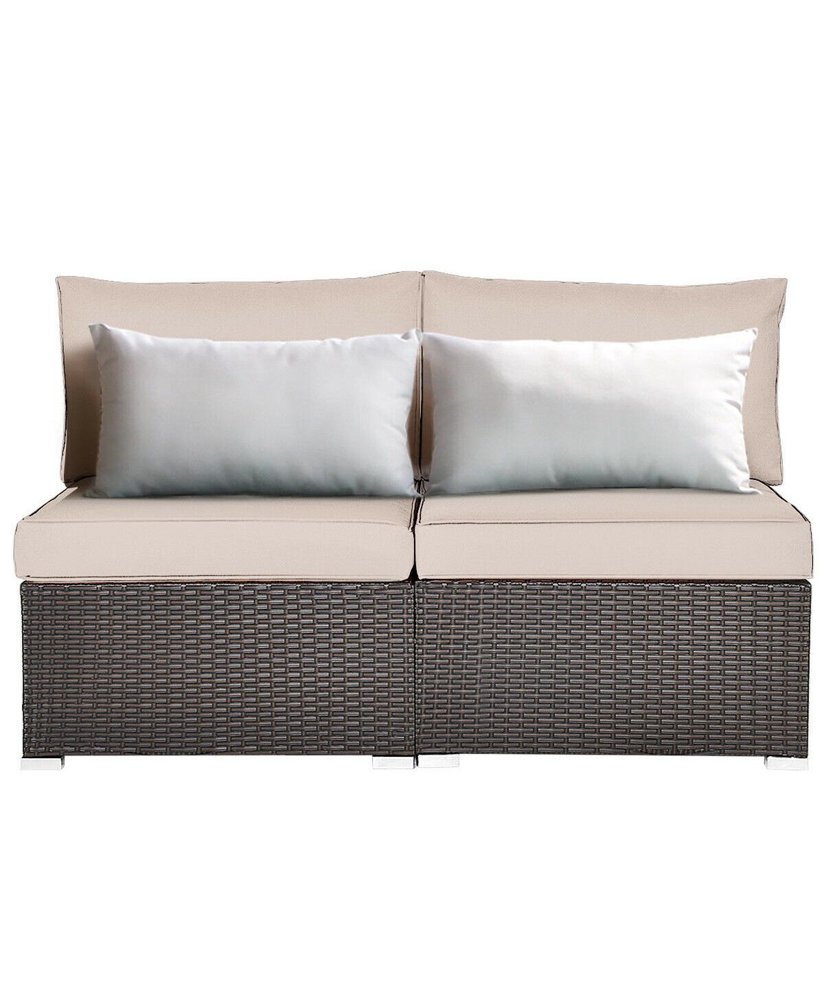 Click here for Skonyon 2 Pieces Patio Rattan Armless Sofa Set wit... prices