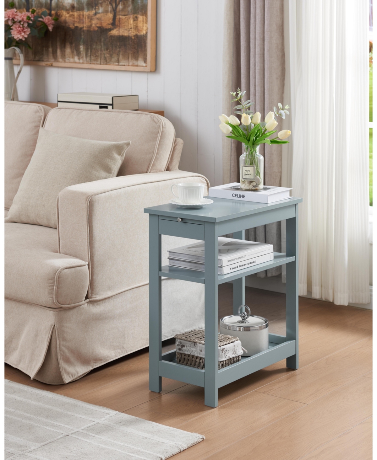 Click here for Kings Brand Furniture Slim Wood Side End Table wit... prices