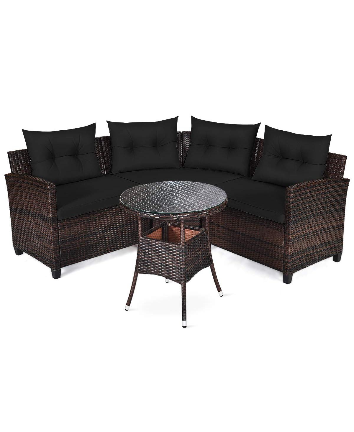 Click here for 4 Pieces Outdoor Cushioned Rattan Furniture Set -... prices