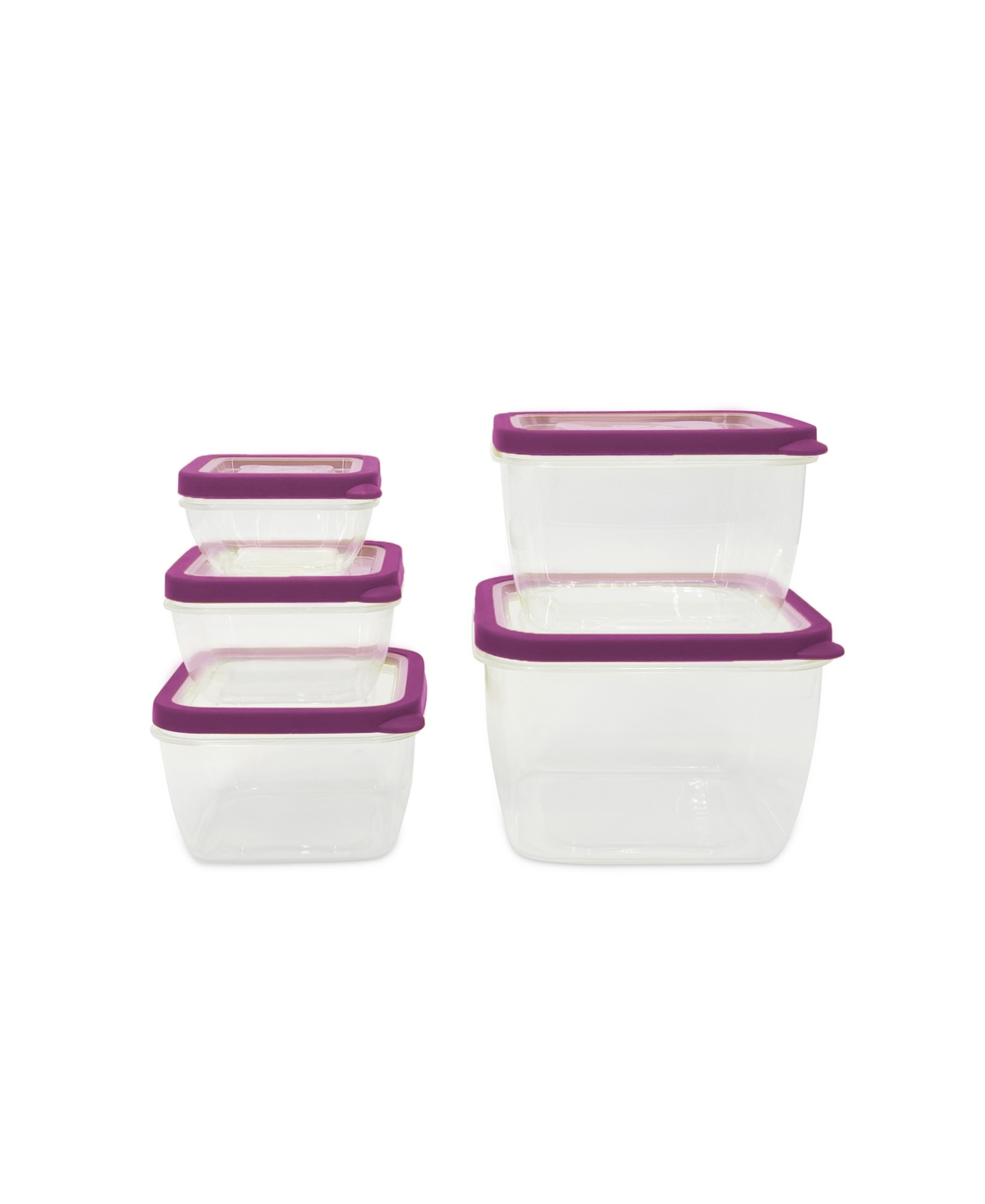 Sedona Kitchen 5-piece Square Plastic Food Storage Container Set In ...