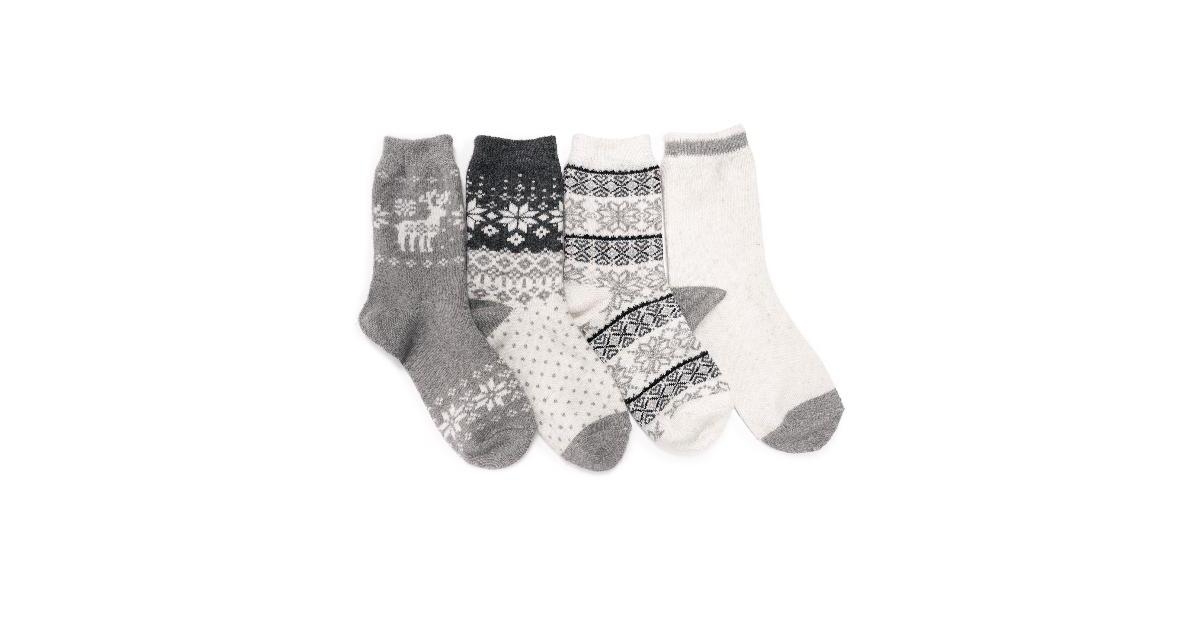 Click here for Muk Luks Womens 4 Pack Holiday Boot Socks - Ivory prices