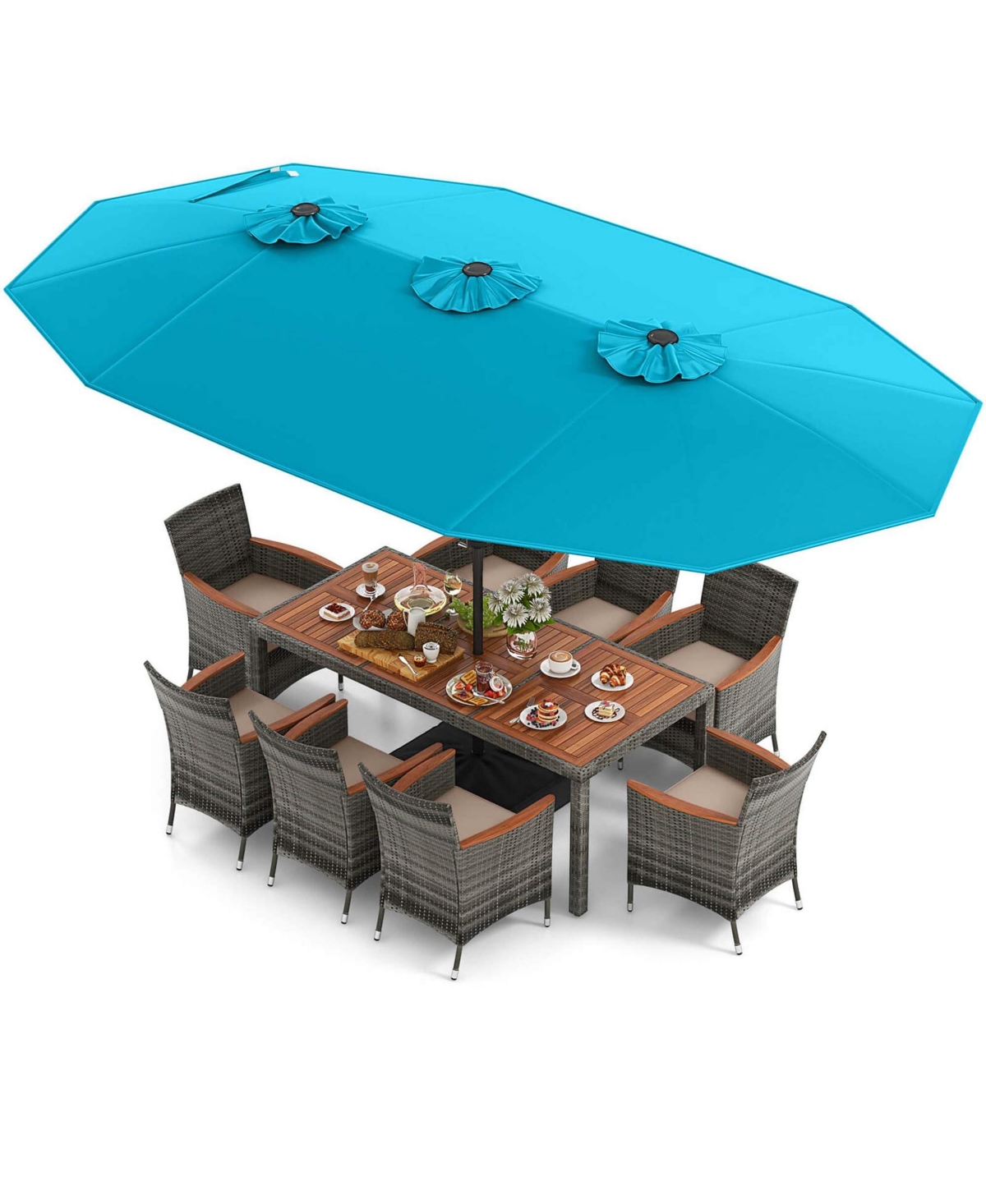 Click here for Costway 10 Pieces Patio Wicker Dining Set with Dou... prices