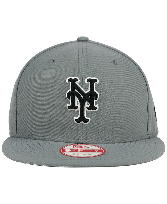 New Era New York Mets Gray Black White 9FIFTY Snapback Cap - Macy's