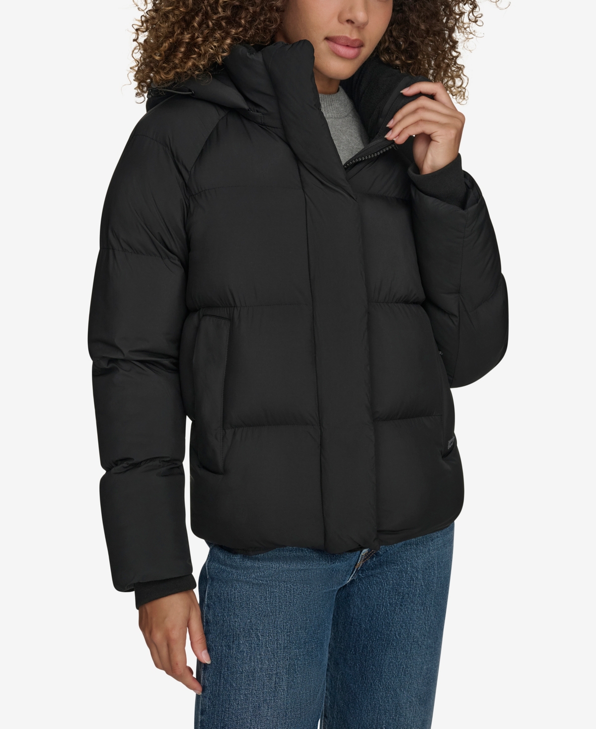 Levis Womens Quilted Hooded Puffer Jacket - Black