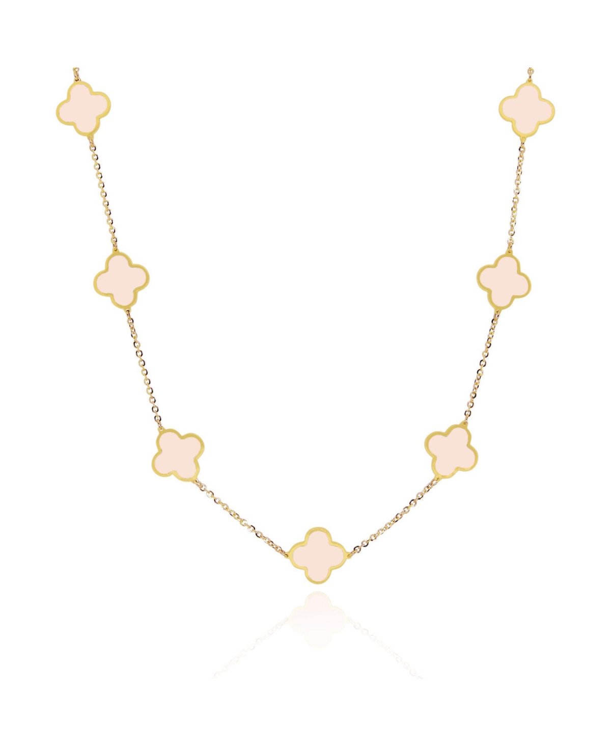 Click here for The Lovery Small Pink Pearl Clover Necklace 14K Go... prices