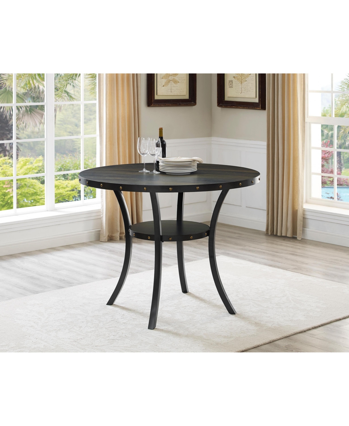Click here for Streamdale Biony Espresso Nailhead Round Dining Ta... prices