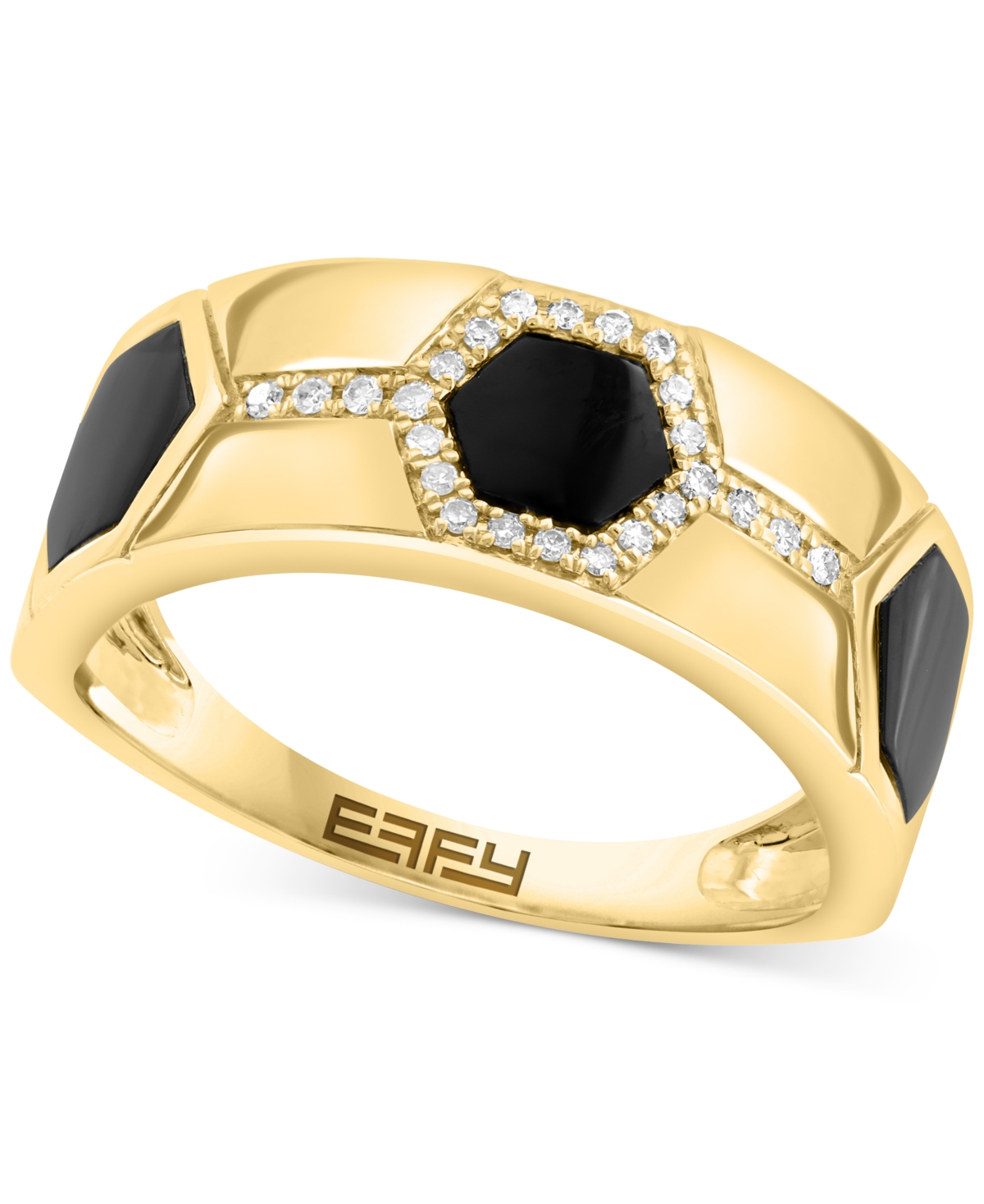 Click here for Effy Onyx & Diamond (1/10 ct. t.w.) Band Ring in 1... prices