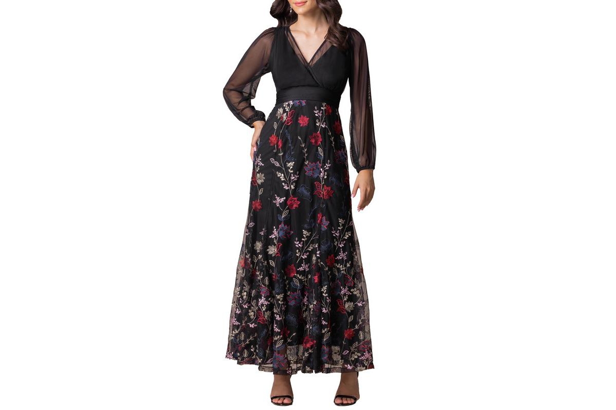 Click here for Kiyonna Womens Isabella Embroidered Mesh Formal Go... prices