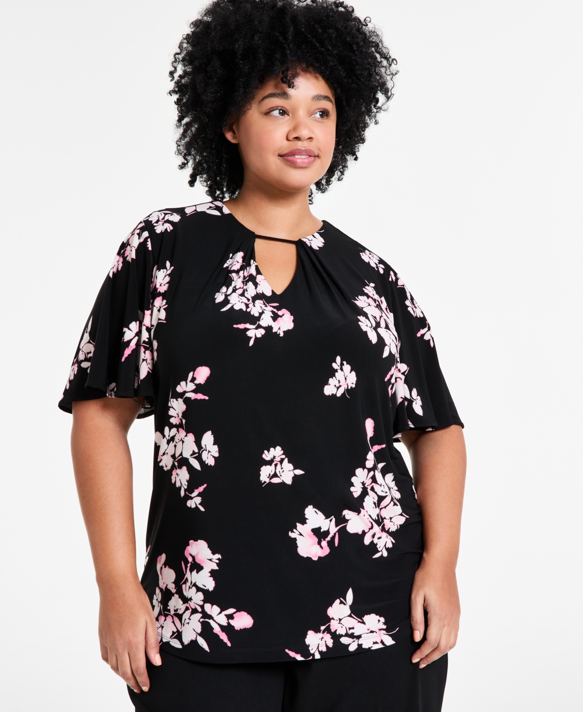 Click here for Anne Klein Plus Size Pleat-Neck Short-Bell-Sleeve... prices