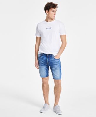 GUESS Men's Logan Slim-Fit Faded Denim Shorts - Macy's