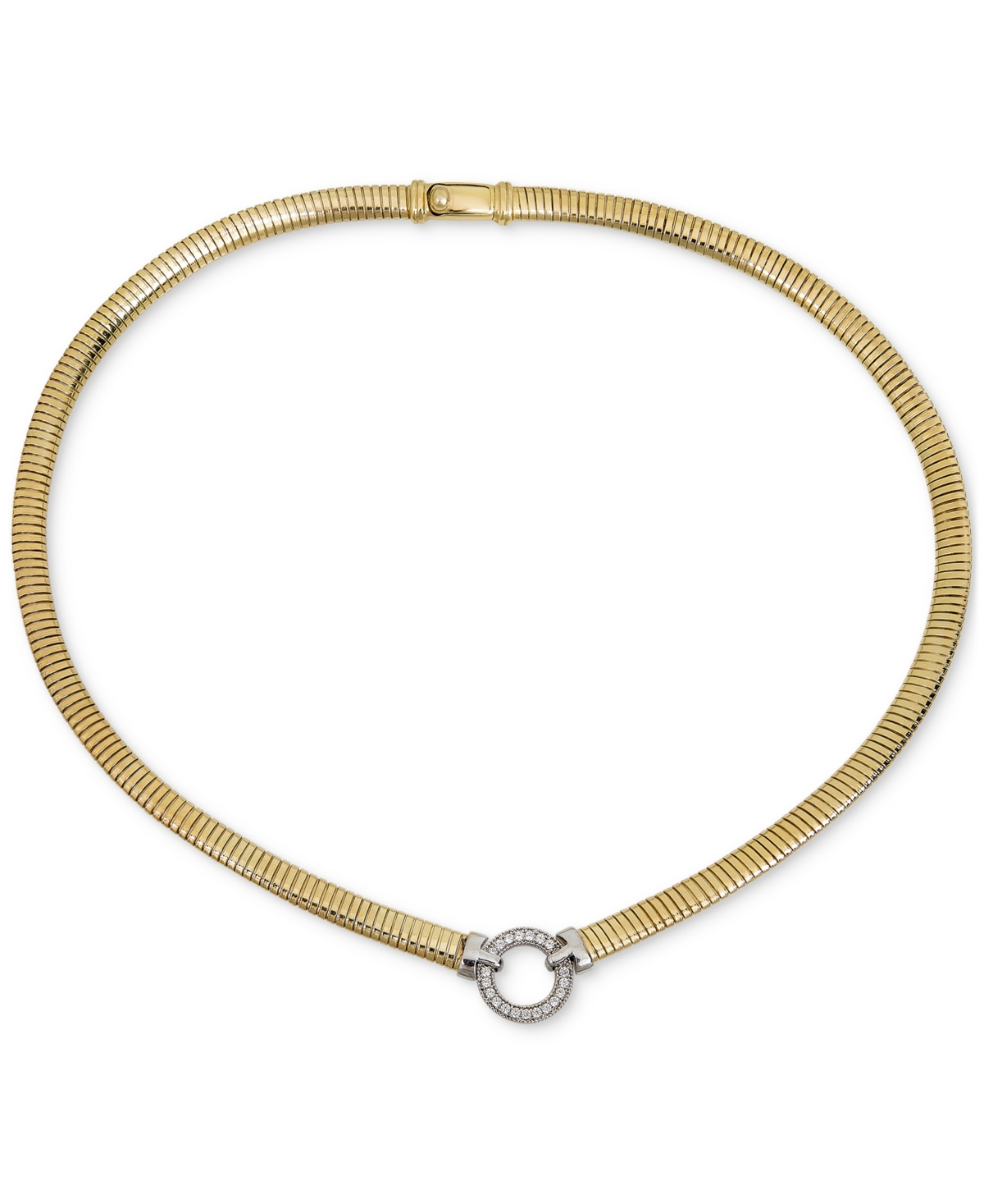 Click here for Diamond Pave Circle Tubogas Link 18 Collar Necklac... prices