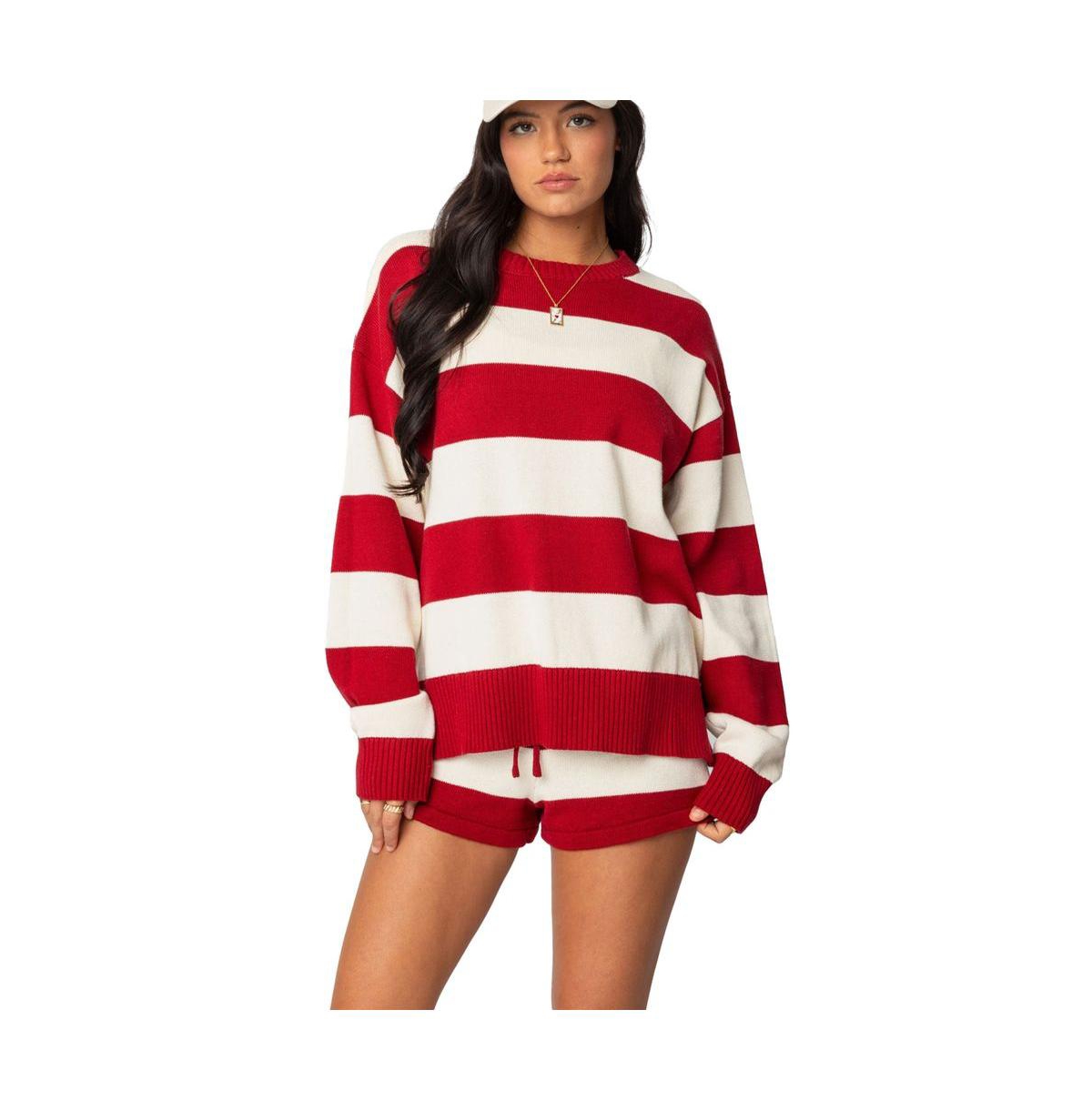 Click here for Edikted Womens Riley Oversized Knit Sweater - Burg... prices