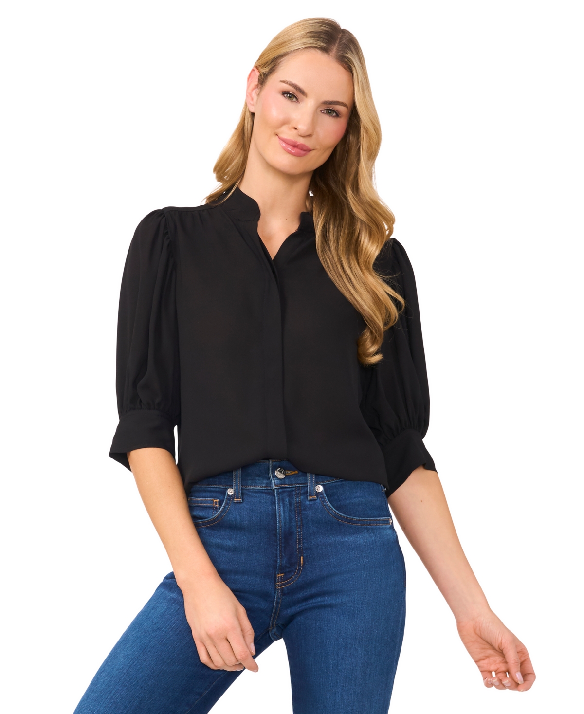 Click here for CeCe Womens 3/4-Sleeve Collared Button Down Top -... prices