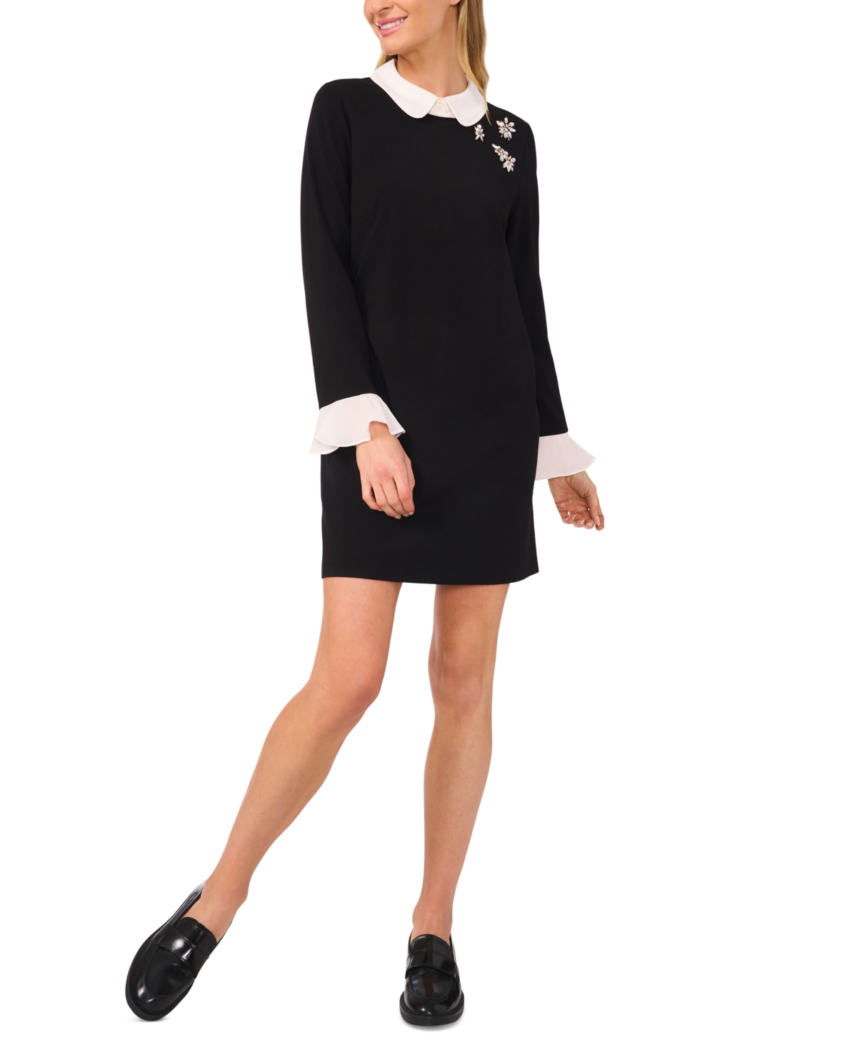 Click here for CeCe Womens Collared Shift Dress - Rich Black prices