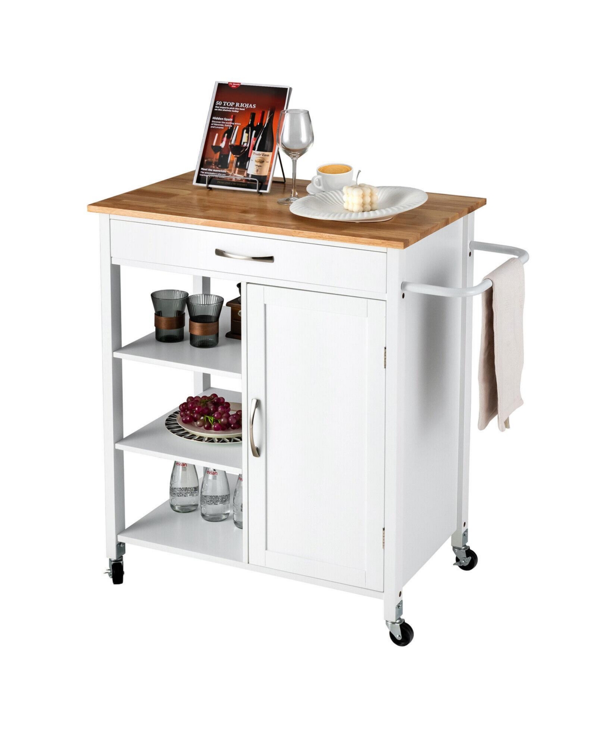 Click here for Sugift Mobile Kitchen Island Cart with Rubber Wood... prices