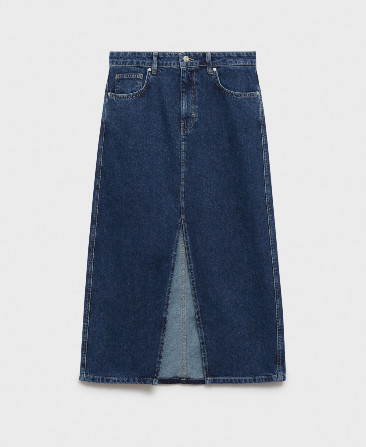 Click here for Mango Womens Denim Midi-Skirt - Dark Blue prices
