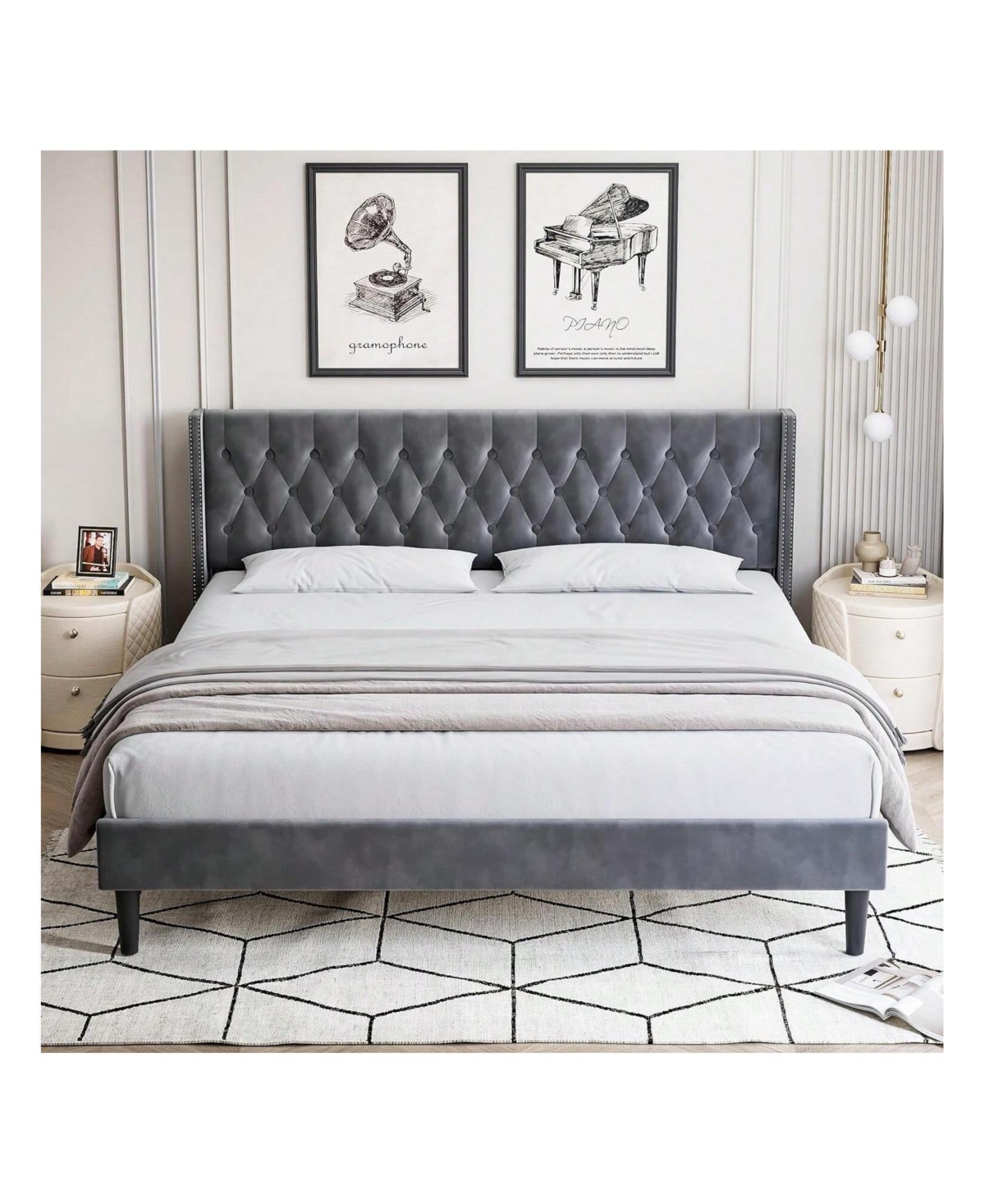 Click here for gaomon Full/Queen/King Size Bed Frame With Headboa... prices