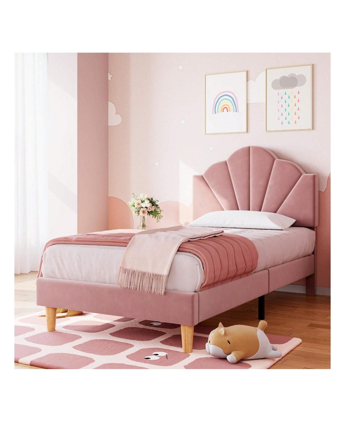 Click here for gaomon Twin Platform Bed Frame  Velvet Upholstered... prices