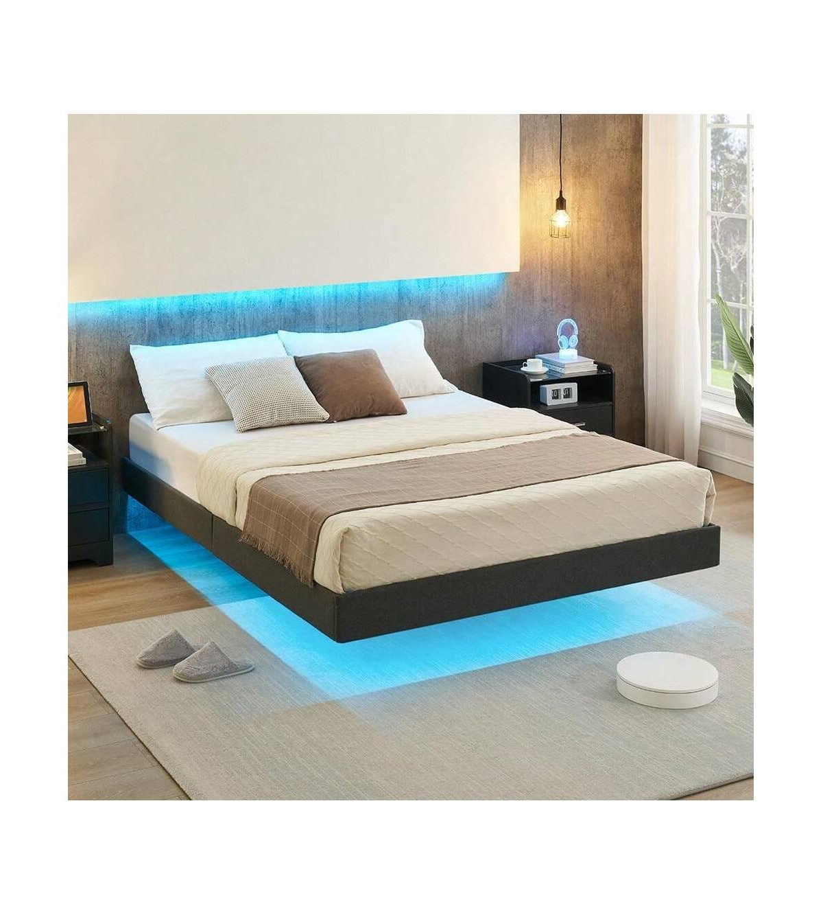 Click here for gaomon Floating Bed Frame With Led Lights  Modern... prices