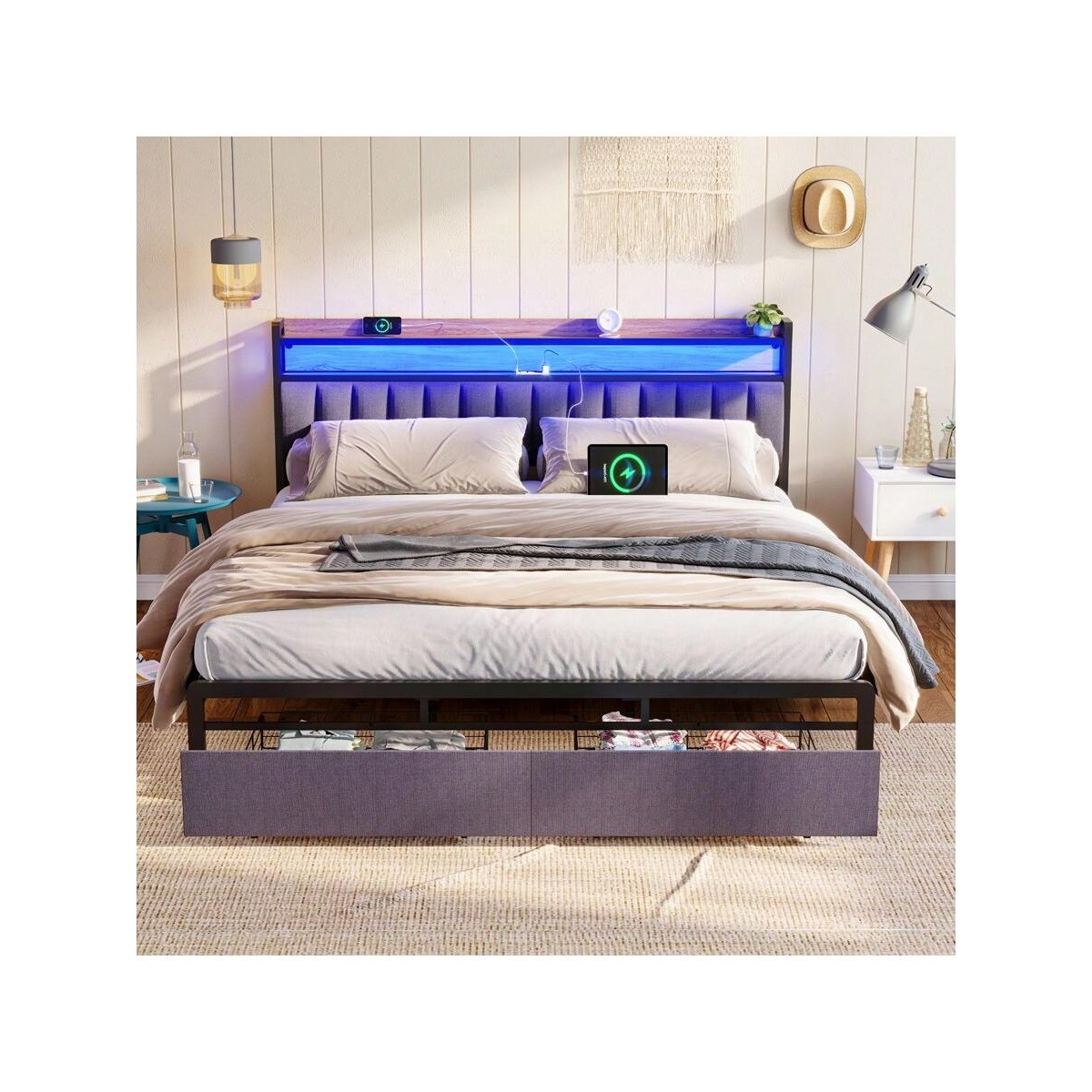 Click here for gaomon Full Size Bed Frame With Storage Headboard... prices