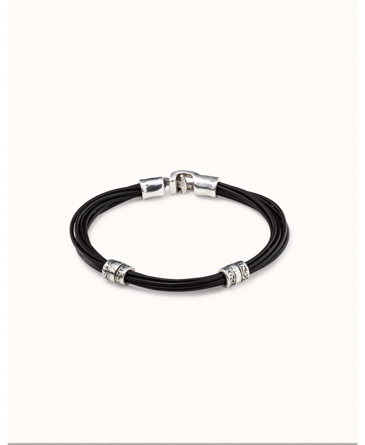 Click here for UNOde50 Sterling Silver Metal Leather Strap Bracel... prices
