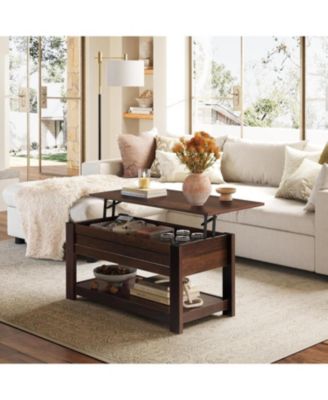 WLIVE Modern Lift Top Coffee Table Rustic Coffee Table with Storage Shelf and Hidden Compartment Wood Lift Tabletop for Home Living Room Brown Oak. Macy s