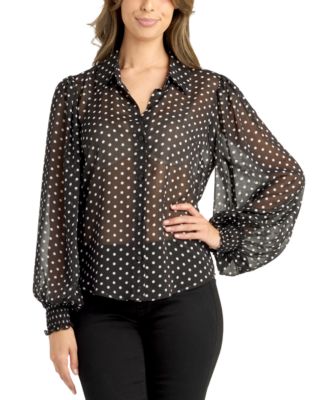 BCX Juniors' Polka-Dot Shirt - Macy's