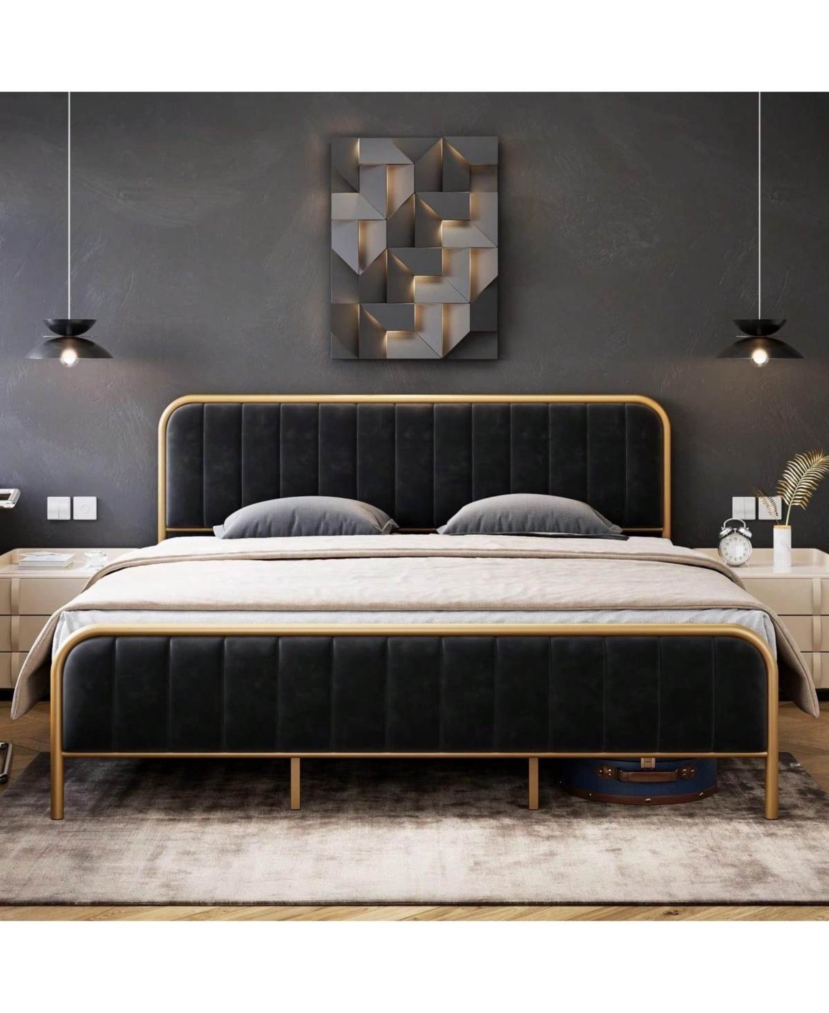 Click here for gaomon Full/King/Queen Size Velvet Platform Bed Fr... prices
