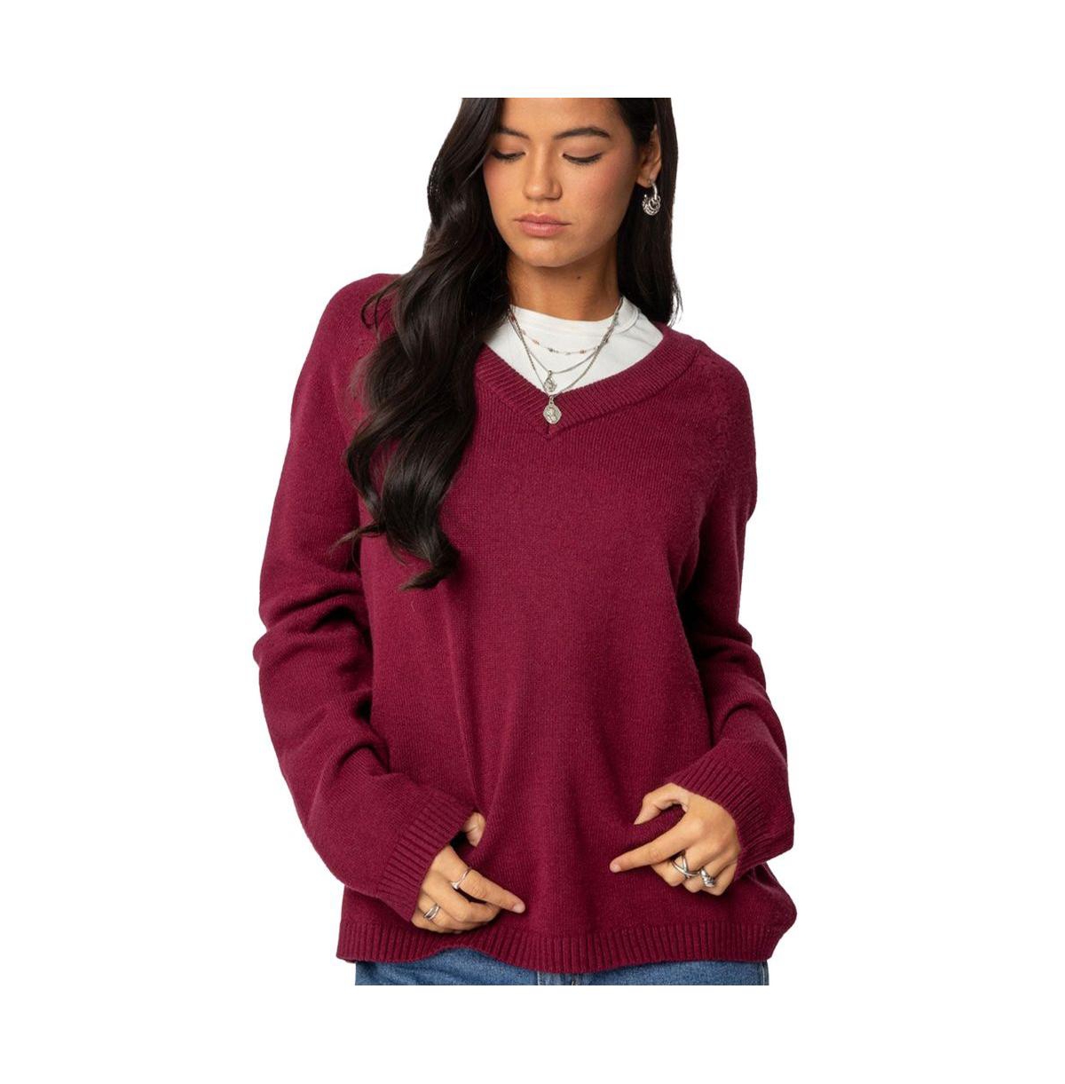Click here for Edikted Womens Martha Oversized V Neck Sweater - B... prices