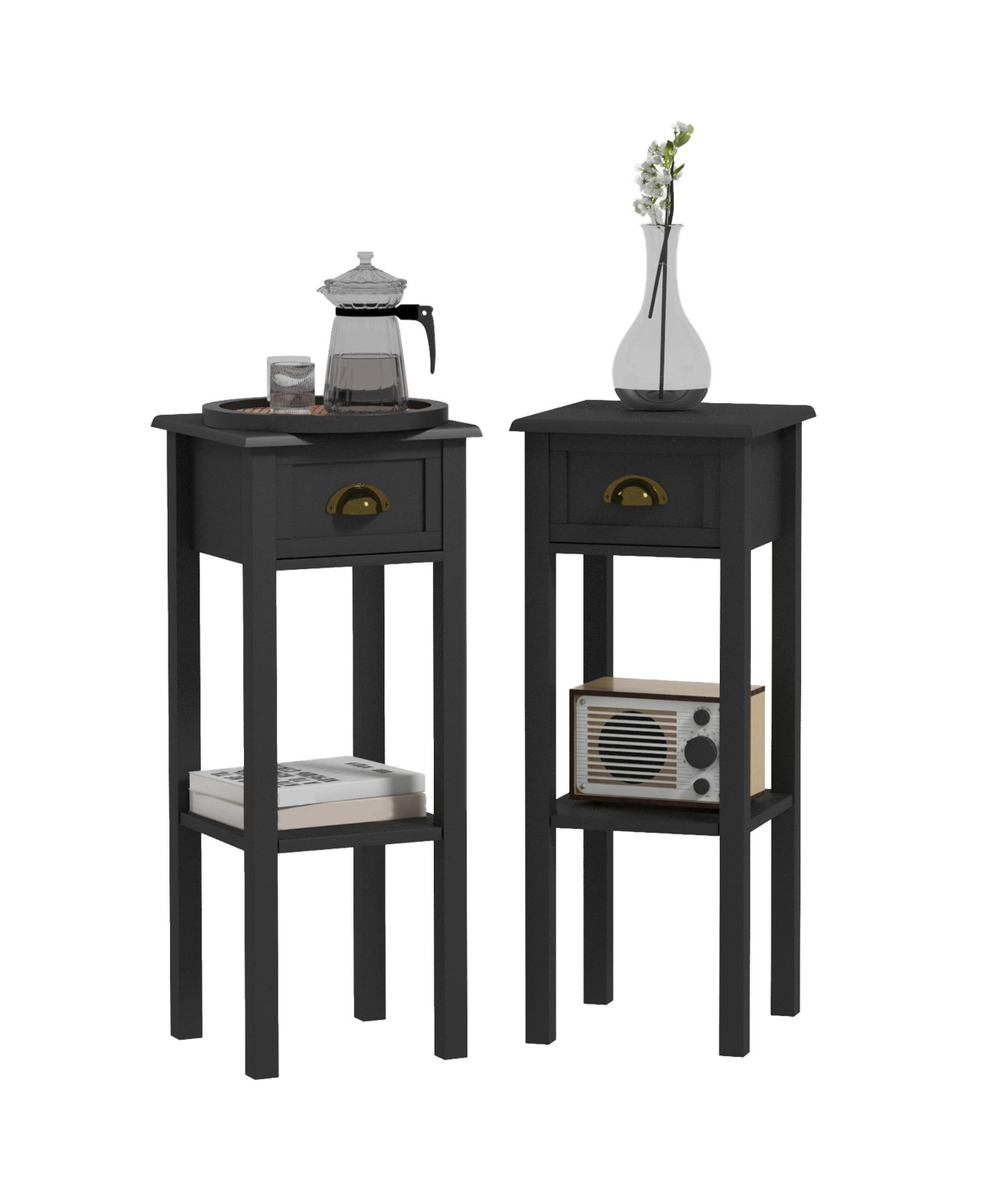Click here for Homcom 2-Tier Side Table with Drawer Shelf for Liv... prices