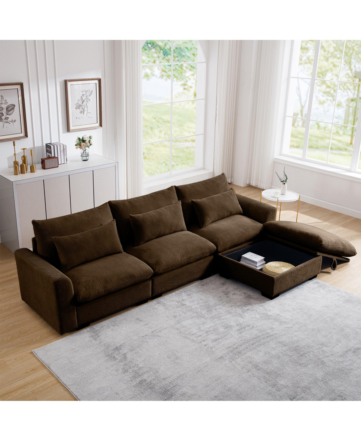 Click here for Streamdale Furniture Corduroy Sectional Sofa  L Sh... prices