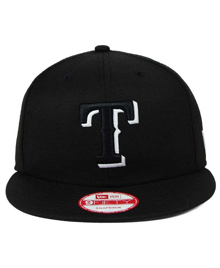 New Era Texas Rangers Black White 9FIFTY Snapback Cap - Macy's