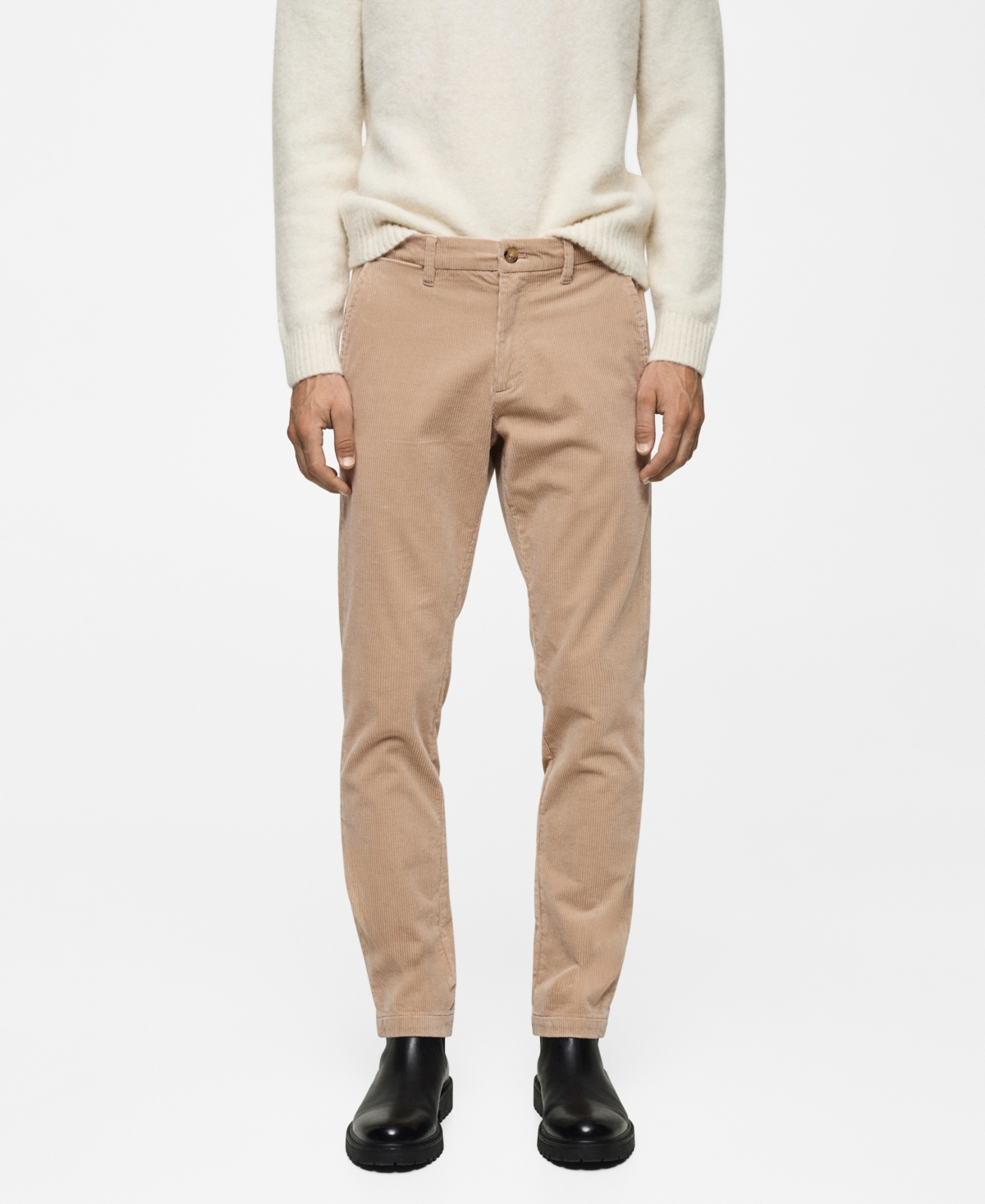 Click here for Mango Mens Slim-Fit Corduroy Pants - Beige prices